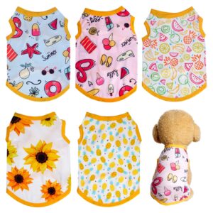 dxhycc 5 pieces dog shirts pet printed puppy clothes soft dog sweatshirt pullover dog t shirts summer puppy clothes dog outfits for small medium dogs and cats apparel (small)