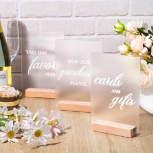 3 pcs acrylic wedding signs for ceremony and reception cards and gifts sign please sign our guest book sign 5 x 7 inch calligraphy wedding signage table centerpiece with stand for rental home decor