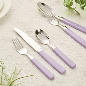 ANNOVA 20 Pieces Stainless Steel Flatware/Cutlery Set - Color Handles - 4 x Dinner Forks, 4 x Salad Forks, 4 x Dinner Knives, 4 x Dinner Spoons, 4 x Dessert Spoons - Service for 4 (Lilac, 20 Pieces)