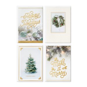 hallmark boxed christmas cards assortment, white and gold (40 cards and envelopes)