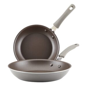 rachael ray cook + create nonstick frying pans/skillet set, 9.5 inch and 11.75 inch, gray