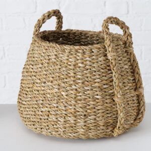 Made by Nature Handwoven Belly Baskets, Set of 3, Chunky Weave, Seagrass, 9.75, 11.75, and 13,75 Inches Tall