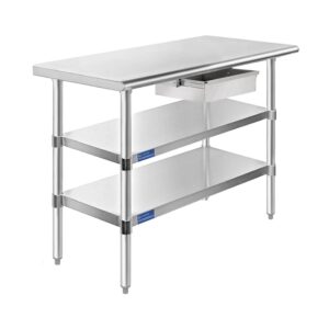 24" x 36" amgood stainless steel work table | commercial & residential kitchen laundry garage utility bench | nsf metal prep table (24" x 36" table + 2 shelves + drawer)