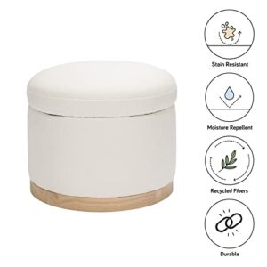 Babyletto Naka Storage Ottoman in Performance Cream Eco-Weave with Light Wood Base, Water Repellent & Stain Resistant, Greenguard Gold and CertiPUR-US Certified