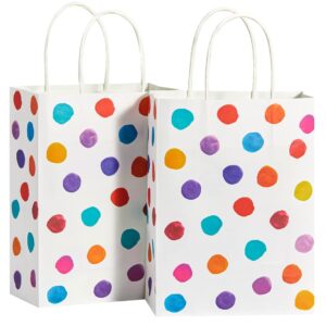 suncolor 24 pack 9" small party favor bags goodie bags for birthday party gift bags with handle(polka dot)