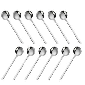 mafier 12-piece stainless steel espresso spoons, mini teaspoons set for coffee sugar dessert cake ice cream soup antipasto cappuccino, 5.24 inch stirring spoons