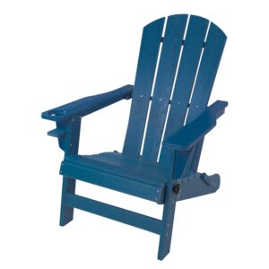 kozyard folding adirondack chair patio outdoor chairs hdpe plastic resin deck chair painted weather resistant for deck, garden, backyard & lawn furniture, fire pit, porch seating(navy blue)