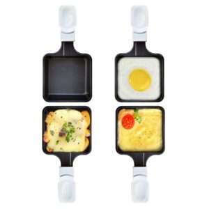 non-stick coated mini iron grill cheese pan melting accessories for raclettes replacement trays raclette dishes mini raclette pans,square shape(4pcs white color)