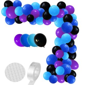 blue black purple balloon garland arch kit, 137pcs royal blue black purple balloon for birthday retirement video gaming movie night outer space spider hero graduation decorations