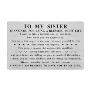 abnty sister valentines gifts - sister appreciation wallet card insert - sister birthday xmas gifts - valentine's day card for sister