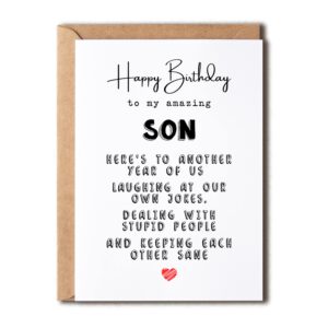 krysdesigns birthday card son - greeting card - for son - happy birthday to my amazing son - funny card for son - quote queen cards 5 x 7 inches