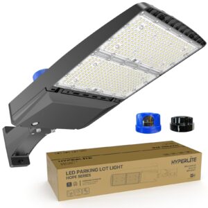 hyperlite led parking lot lights 300w led shoebox light with dusk to dawn photocell - 45000lm 5000k ul certified ip65 led area light for court|stadium|parking lot|roadways