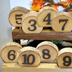 andoer wedding table number, 1-10 wooden table number rustic party wedding decoration number blocks professional table numbers for wedding reception and table party decorations