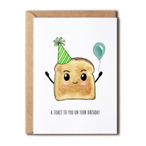 krysdesigns funny birthday card - a toast to you on your birthday card - funny pun birthday card, 5 x 7 inches