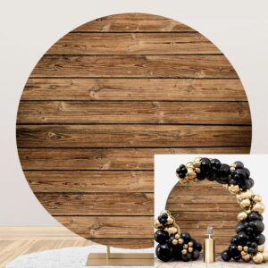 oerju 7.2x7.2ft rustic wood round backdrop cover retro wooden board circle photography background baby shower wedding bridal shower birthday party decoration banner photo booth props