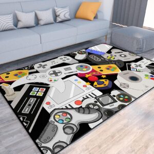 lacut game rug teen boys carpet with game controller decoration, 3d gaming rugs for boy’s bedroom living room playroom, non-slip gamer carpet children gaming area rugs (47" x 31")