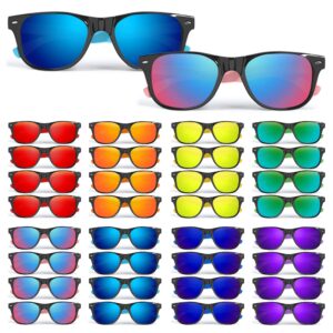 kids sunglasses bulk for ages 3-5 4-8 8-12 & adults, 32 pack party favors neon sunglasses with uv400 protection, great gift for birthday supplies, beach, summer pool party, goody bag for boys girls