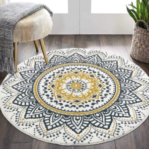 hebe boho round rugs 4ft washable non slip round area rug throw soft cute round nursery rug soft fluffy bathroom rug circle rug for bedroom dorm kids room nursery