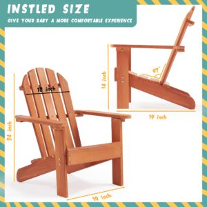 Kids Outdoor Wooden Adirondack Chair for Patio Garden Backyard Porch Pool