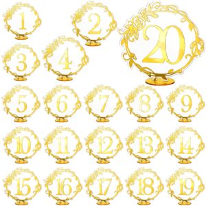 20 pieces table numbers wedding table numbers 1-20 gold acrylic table numbers for wedding reception table numbers stands with holder base elegant mirror table numbers for wedding party event catering