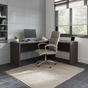 bush business furniture echo l shaped computer desk, 72w, charcoal maple