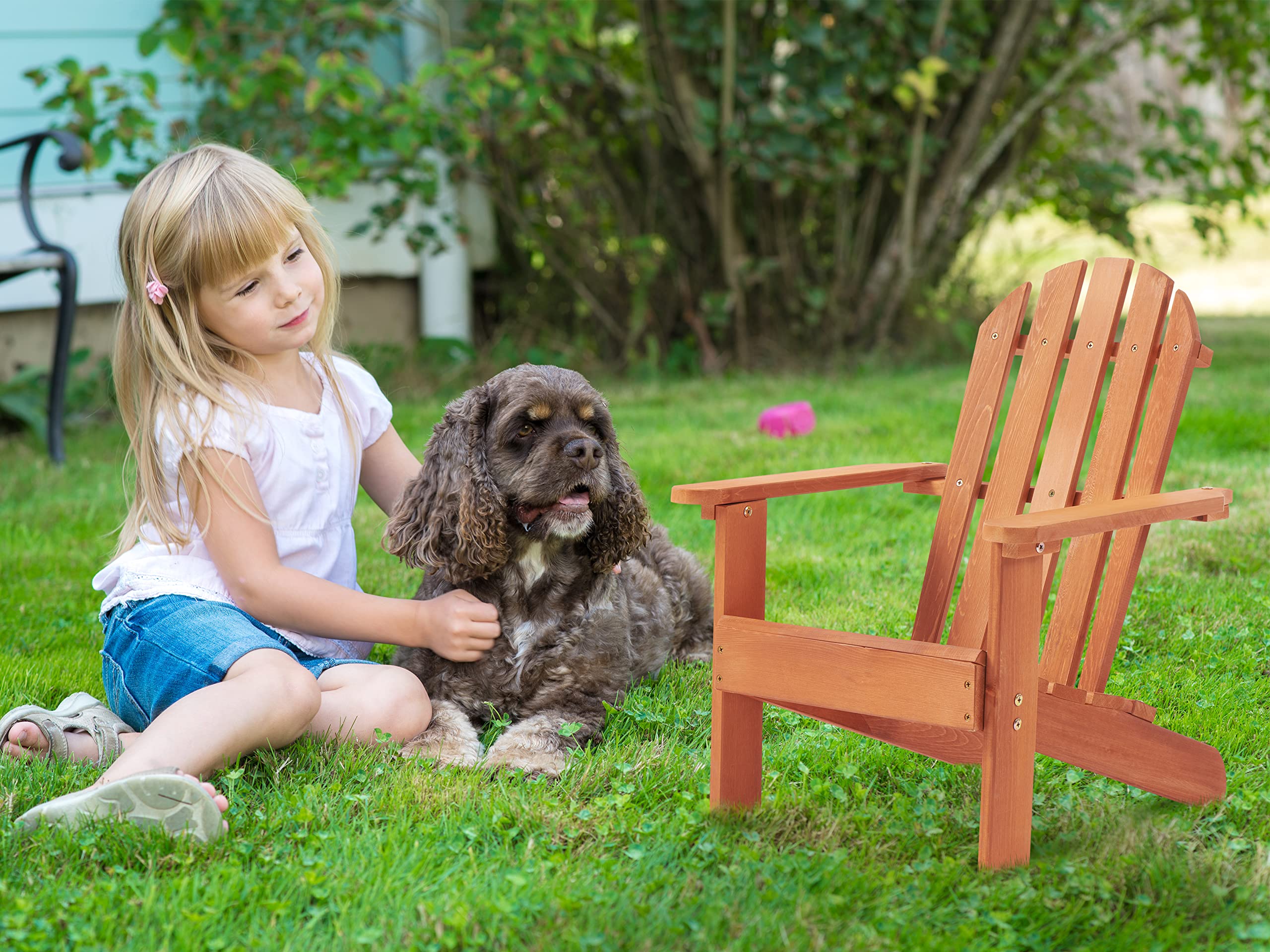 Kids Outdoor Wooden Adirondack Chair for Patio Garden Backyard Porch Pool