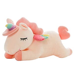 hitoshe unicorn stuffed animals, soft unicorn plush hugging pillow toy gifts for kids (pink, 12 in)