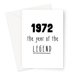 lemon loco 1972 the year of the legend greeting card | complimentary birthday card for grandma, grandad, mum, dad, born in the seventies, 70s