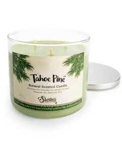 tahoe pine scented natural 3 wick candle, essential fragrance oils, 100% soy, phthalate & paraben free, clean burning, 14.5 oz.