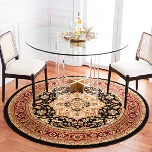 safavieh lyndhurst collection 6' round black / red lnh330y traditional oriental non-shedding entryway foyer living room bedroom kitchen area rug