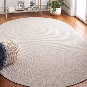 safavieh braided collection area rug - 6' x 9' oval, ivory & light grey, handmade farmhouse, ideal for high traffic areas in living room, bedroom (bra201a)