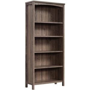 worksense by sauder woodburn 5-shelf display bookcase in washed walnut, washed walnut finish