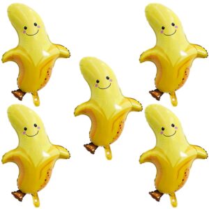 horuius banana balloons fruit banana foil mylar balloons for baby shower banana themed party birthday decoration supplies 28 inch 5pcs