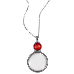 dragonflydreams magnifying glass necklace gift, magnifying pendant necklace reading magnifier for elders magnifying lens for book newspapers reading, jewelry, exploring red