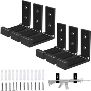 gohiking 6pcs folding wall hooks,indoor gun racks with soft padding,excellent for hanging or storing any long gun,shotgun,rifle,sword and bow,sturdy wall hook wall mount (black)