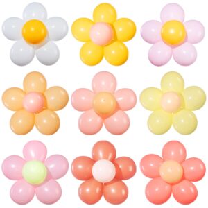 27 set daisy flower balloons diy kit latex balloon daisy party decorations 10 inch groovy retro hippie daisy balloons for birthday baby shower wedding engagement garland theme decor (multicolored)