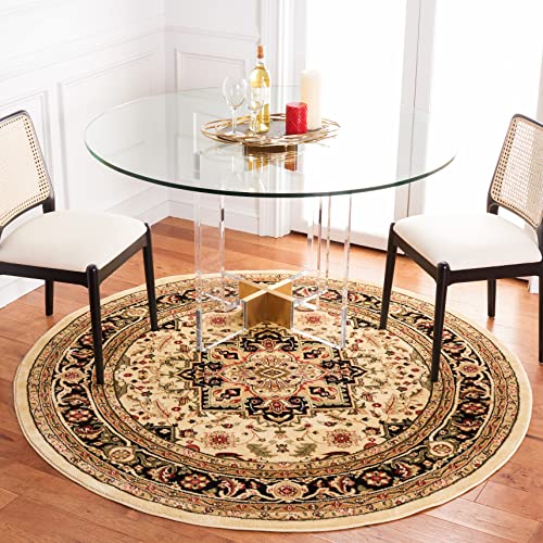 SAFAVIEH Lyndhurst Collection 6' Round Beige / Black LNH330C Traditional Oriental Non-Shedding Entryway Foyer Living Room Bedroom Kitchen Area Rug