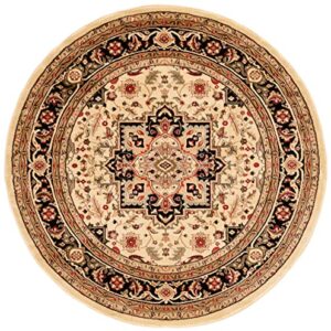 SAFAVIEH Lyndhurst Collection 6' Round Beige / Black LNH330C Traditional Oriental Non-Shedding Entryway Foyer Living Room Bedroom Kitchen Area Rug