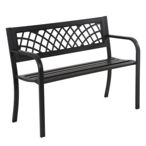 dopinmin outdoor bench, rust-proof cast iron park bench, hold 485 lbs heavy-duty metal, 50" x 21" x 35", bronze