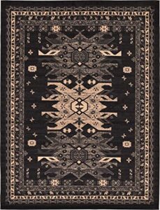 rugs.com heris collection rug – 9' x 12' black medium rug perfect for living rooms, large dining rooms, open floorplans