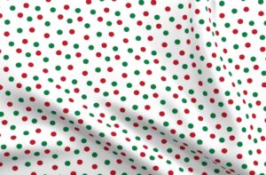 spoonflower fabric - red green white polka dots christmas holiday celebrate traditions printed on petal signature cotton fabric by the yard - sewing quilting apparel crafts decor