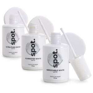 spot. touch up-paint, matte finish, for cabinets, walls, windows, doors, and furniture, 3 color kit matches 90% of surfaces, white 3 pack