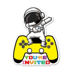 video game party invitations with envelopes, 20 set astronaut shaped invitations birthday baby shower party invites supplies favors, double-sided