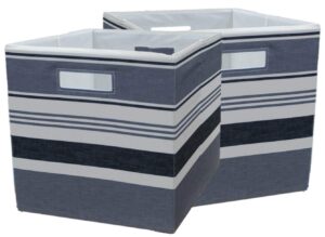 deahun better homes & gardens fabric cube storage bins (12.75" x 12.75"), washed indigo, 2 pack (blackstripe)