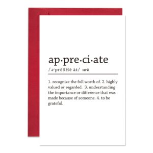 ogeby cute appreciate definition card, funny thank you card for him her, lovely thankful greeting card for teacher boss