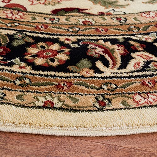 SAFAVIEH Lyndhurst Collection 6' Round Beige / Black LNH330C Traditional Oriental Non-Shedding Entryway Foyer Living Room Bedroom Kitchen Area Rug