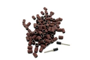 tmax 100 pc 1/4 inch sand drum grit 60 coarse with 2 pc 1/8 inch mandrel for dremel rotary tools