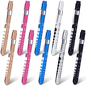 penlight for nurse pen light led reusable pen light with pupil gauge nurses pin light for torch medical students doctors daily use with pocket clip nurse gifts(10 pieces,elegant colors)