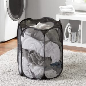 deahun mainstays hexagon pop up hamper - black mesh - garage and home organizer - laundry