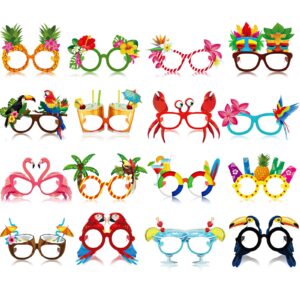 vinsot 32 packs luau party glasses hawaiian funny sunglasses paper glasses frame tropical fancy dress props photo booth props for summer party supplies kids beach themed party favors